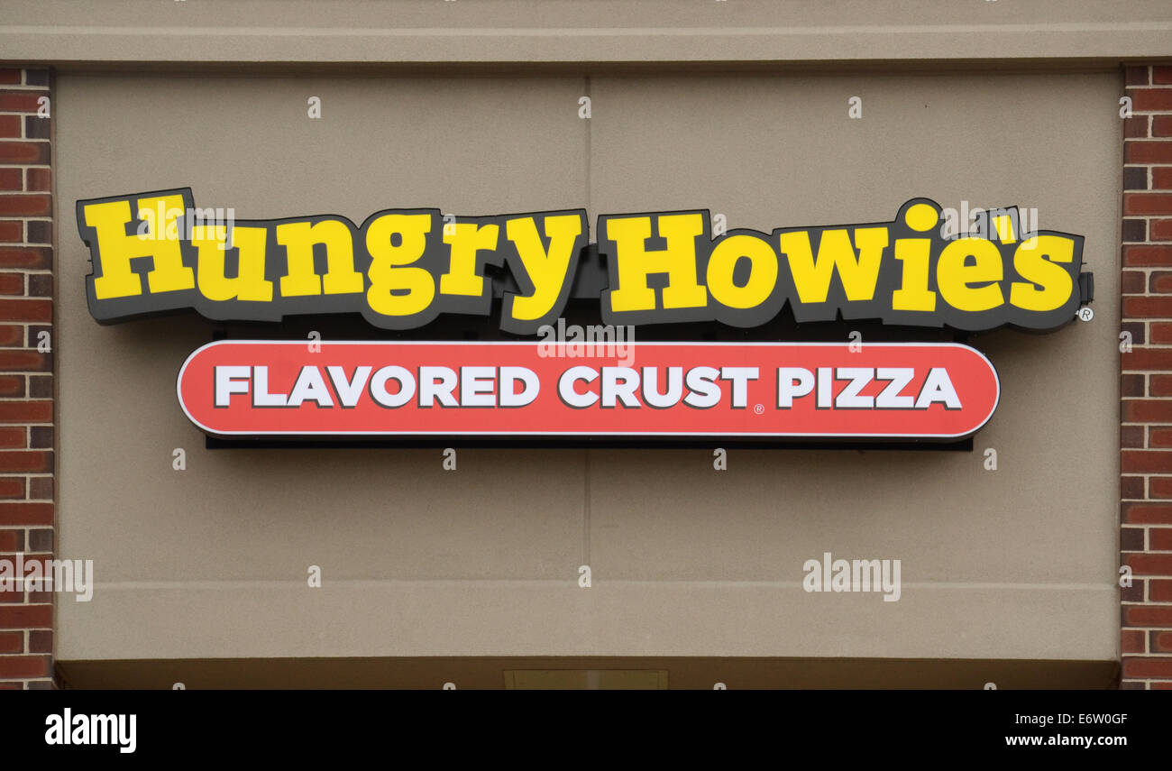 ANN ARBOR, MI - AUGUST 24: Hungry Howie's logo at their east Ann Arbor ...