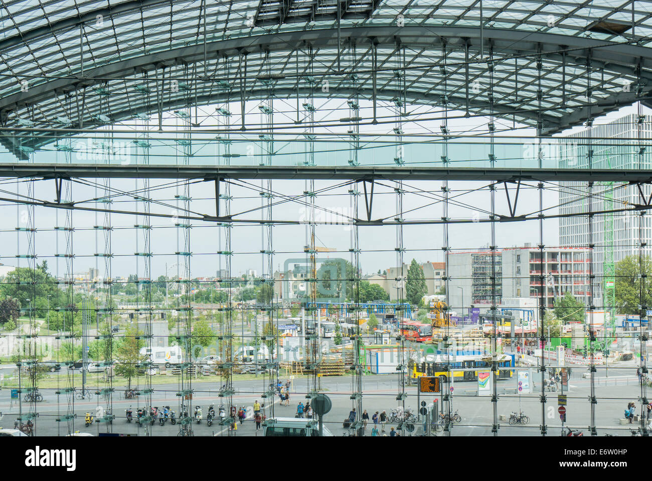 Modern glass and steel facade of railway station hi-res stock ...