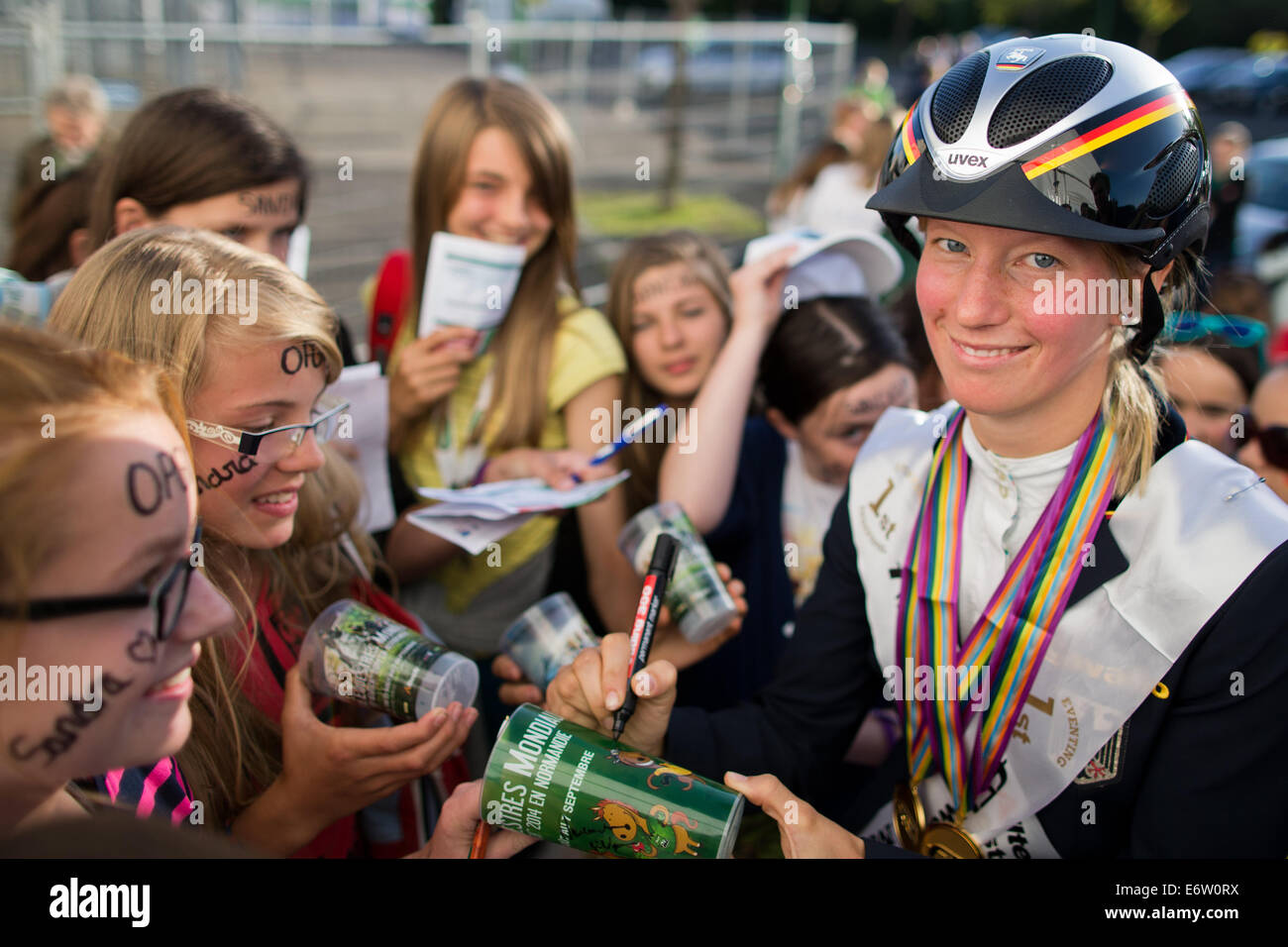 Caen, France. 31st Aug, 2014. Rider Sandra Auffarth of Germany poses ...