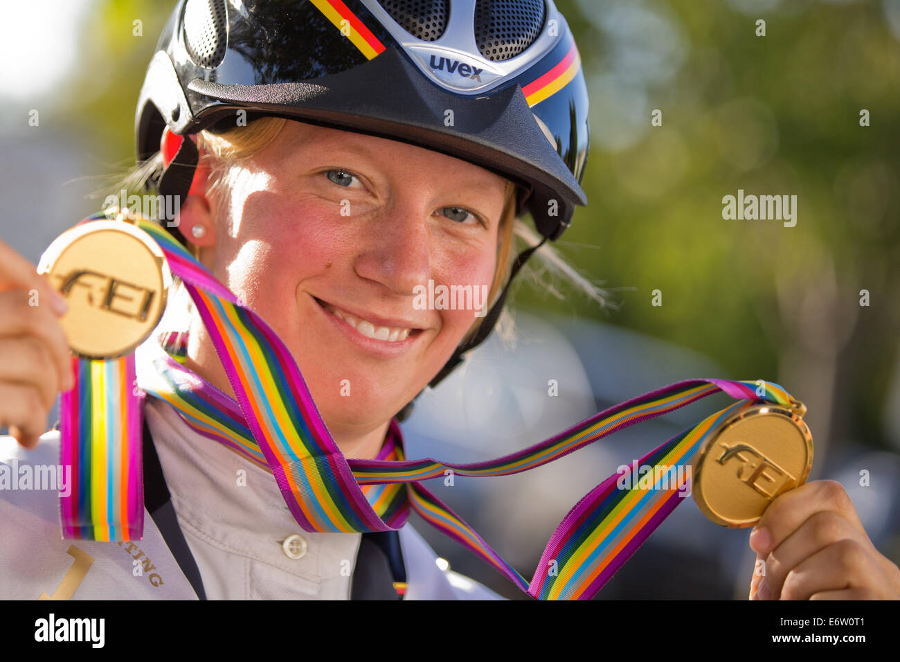 Caen, France. 31st Aug, 2014. Rider Sandra Auffarth of Germany poses ...