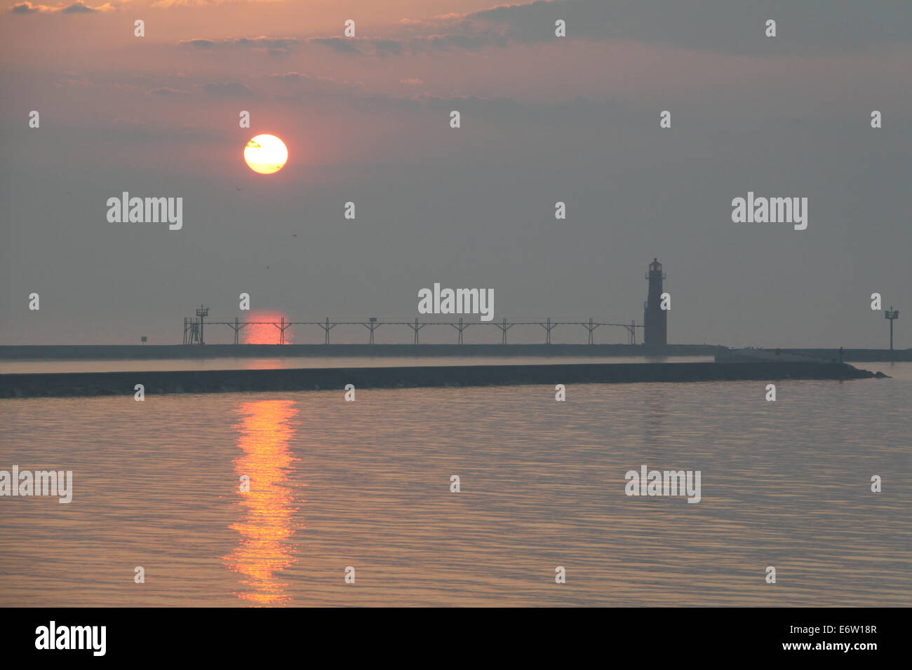 Sunrise, Lake Michigan Stock Photo - Alamy