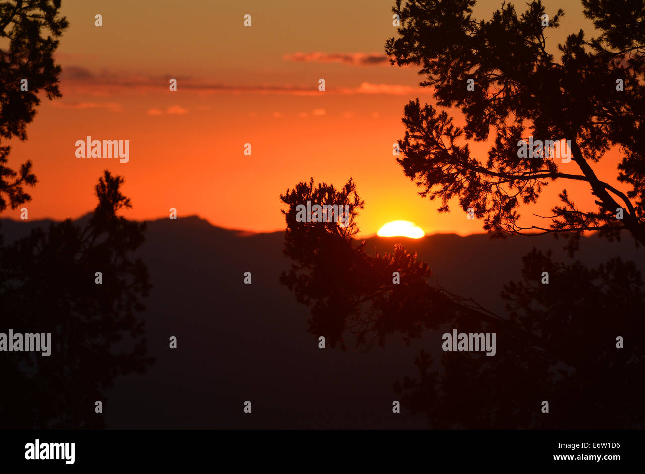 The sunset seen from Mount Graham in the Pinaleño Mountains of the ...
