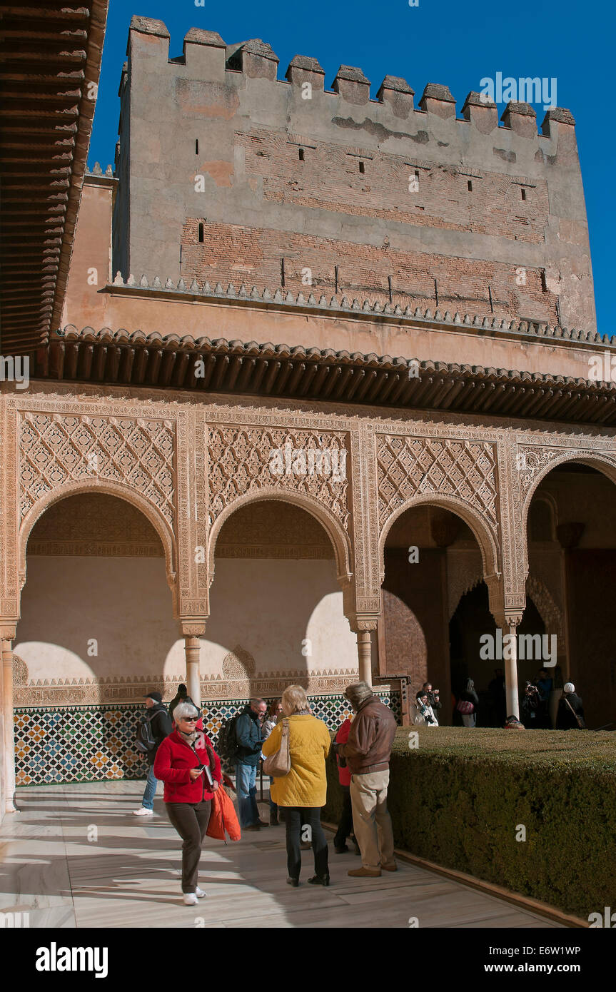 Court of the Myrtles and Comares Tower- tourists, The Alhambra, Granada ...