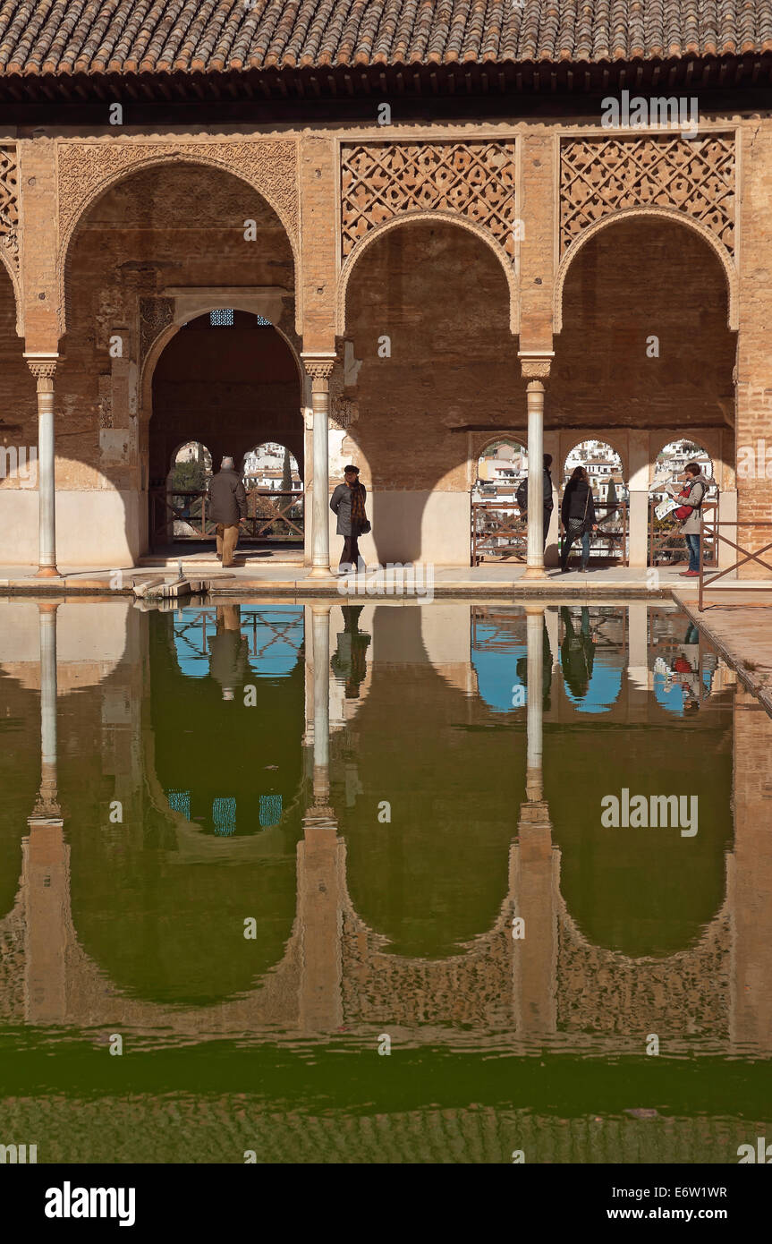 Partal Palace and pond, Alhambra, Granada, Region of Andalusia, Spain ...