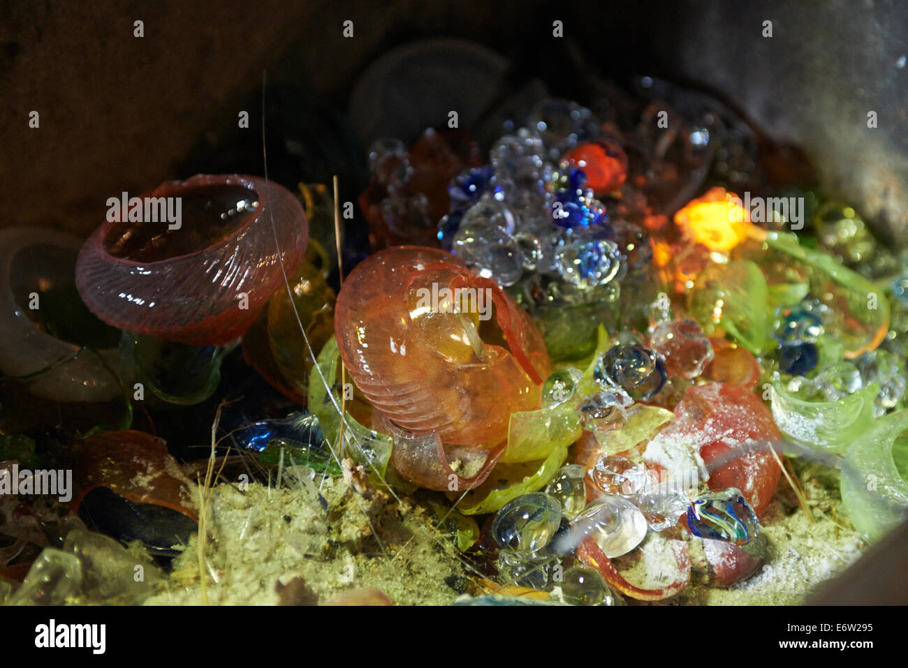 Glassmakers, Glassblowers forming molten glass, glass factory, Ajeto ...