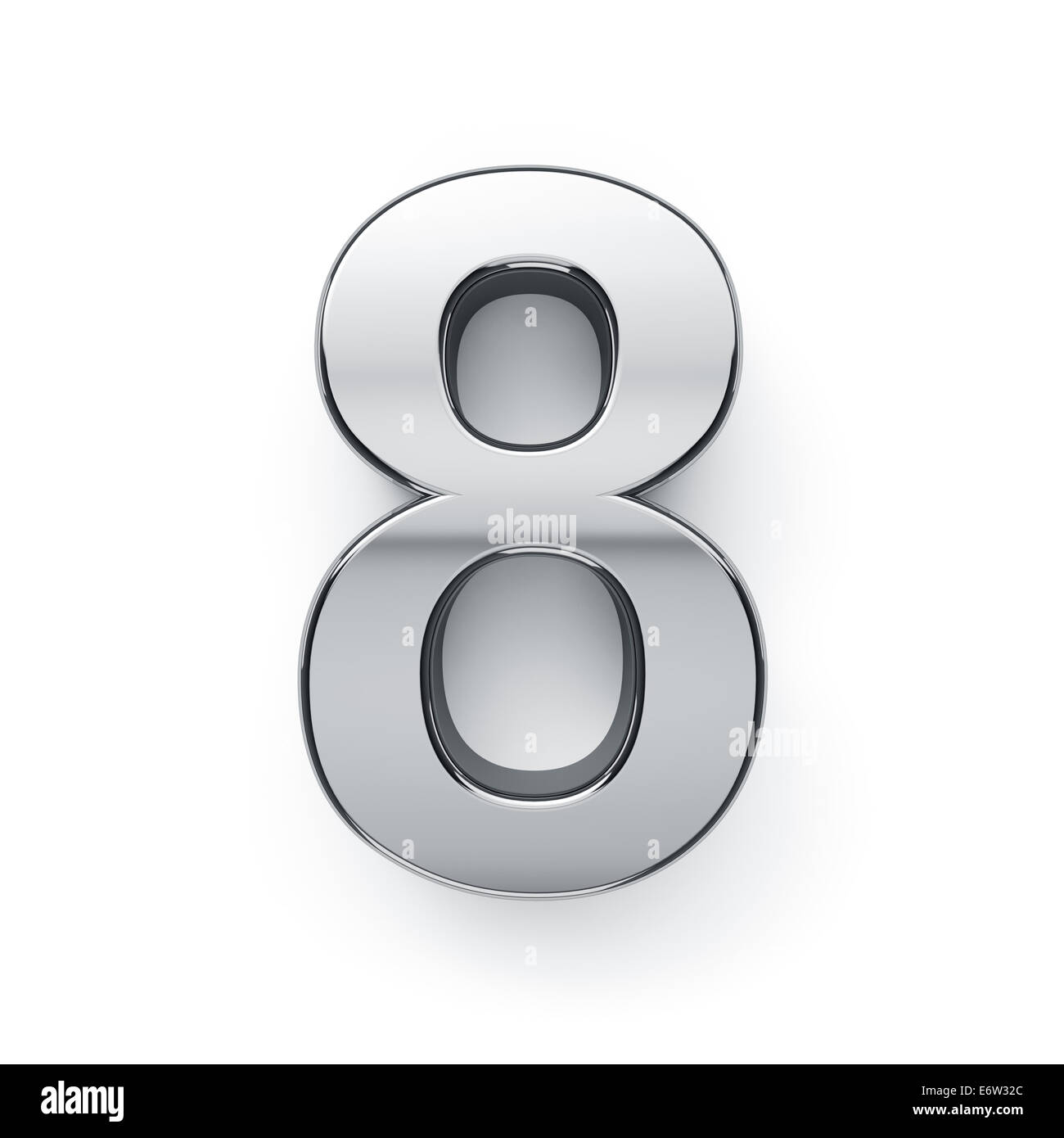 3d render of metallic digit eight symbol - 8. Isolated on white ...