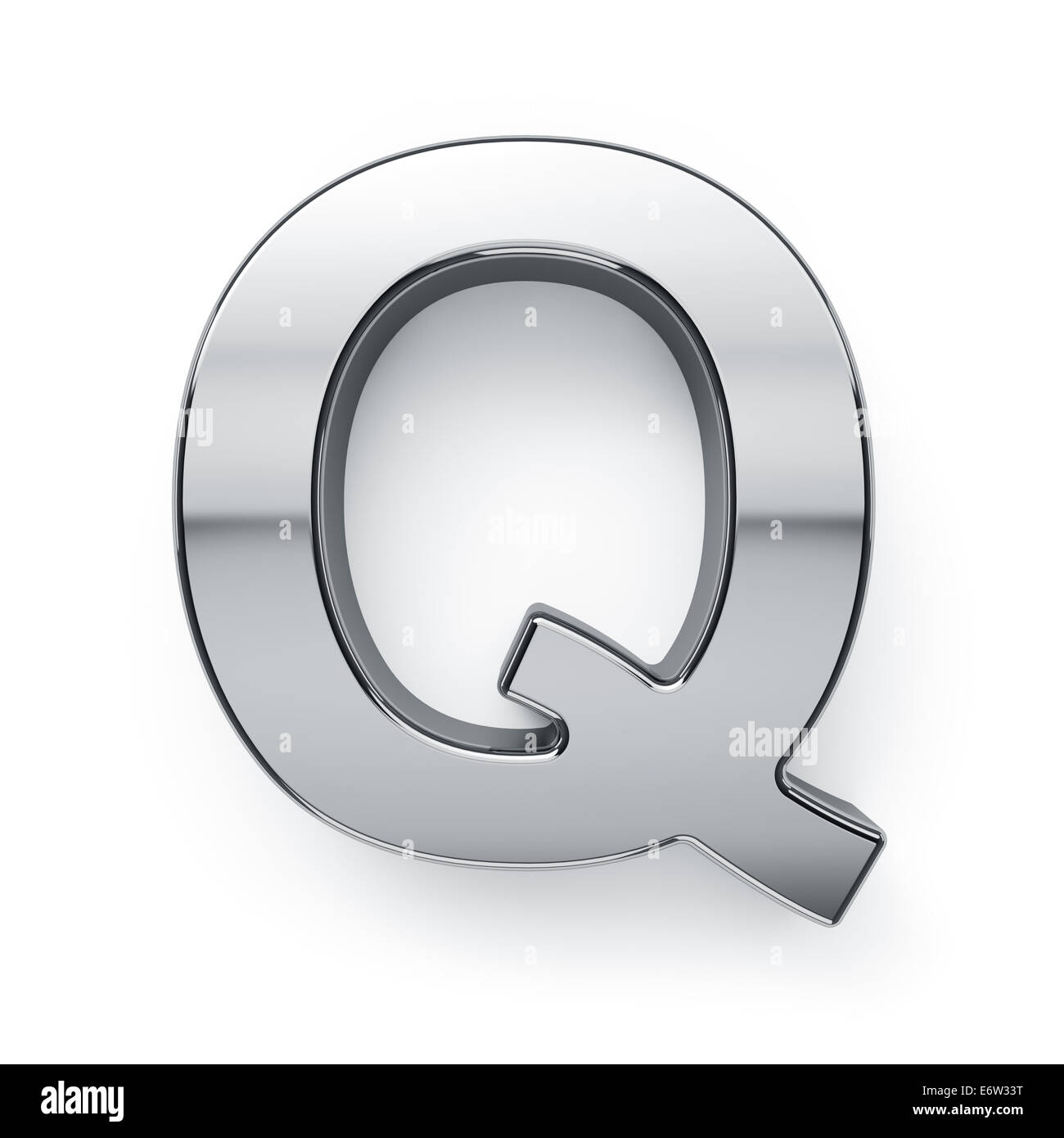 3d render of metallic alphabet letter symbol - Q. Isolated on white ...