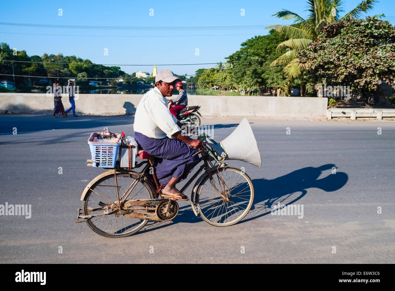 Bicycle with loudspeaker, Mandalay, Myanmar, Asia Stock Photo - Alamy