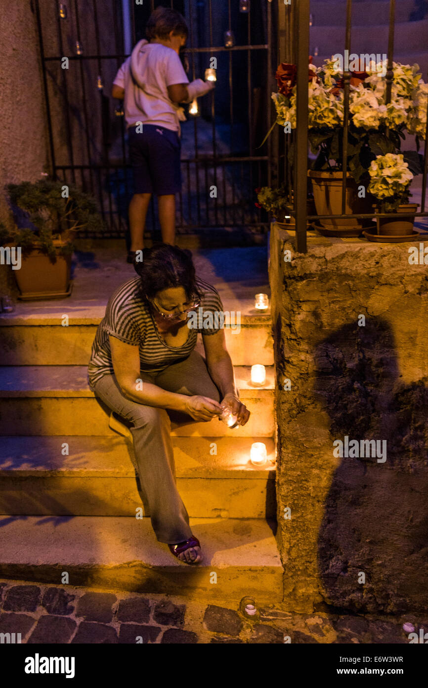 In the medieval town of Vallerano, Italy, the night of the last ...