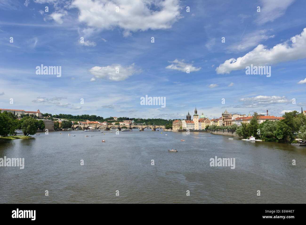 Cityscape of Prague with the famous Charles bridge, Czech Republic ...