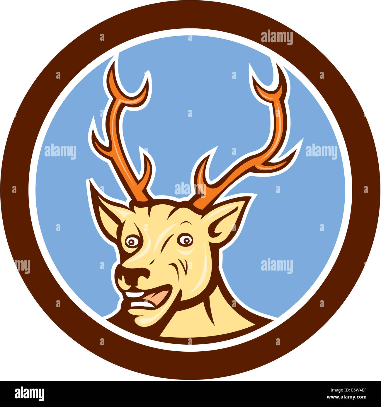 Illustration of a stag deer buck happy head facing front set inside ...