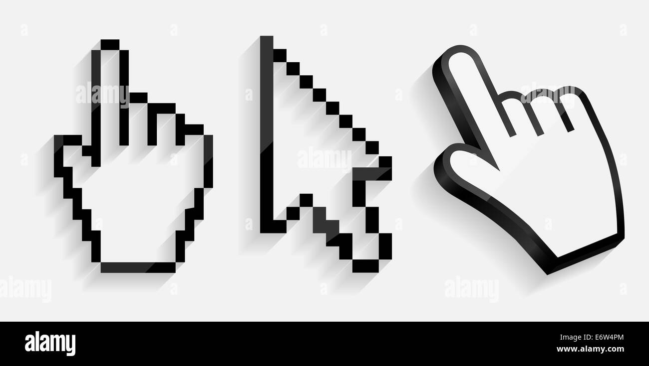 Mouse Hand and Arrow Cursor Set Vector Illustration Stock Photo - Alamy