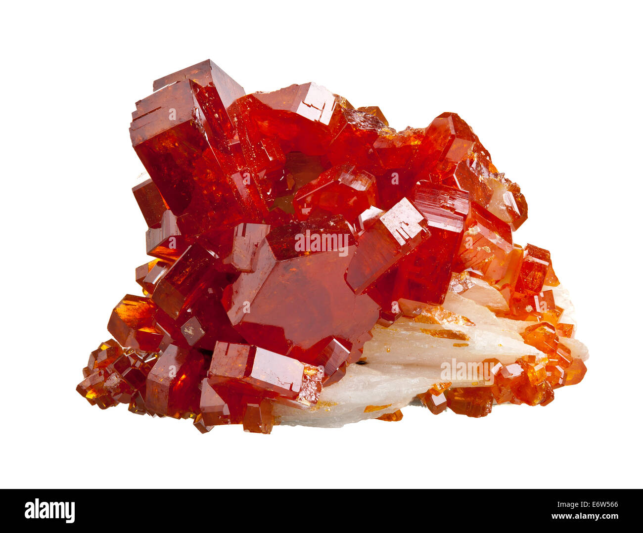 Vanadinite (Pb5(VO4)3Cl) crystal on matrix - Mibladen, Morocco Stock ...