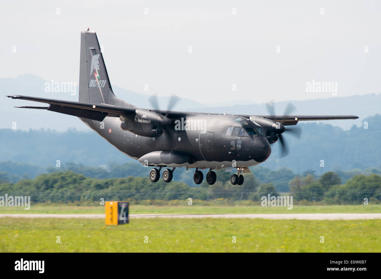 SLIAC, SLOVAKIA - AUGUST 30: Landing of MC-27J Spartan at SIAF airshow ...