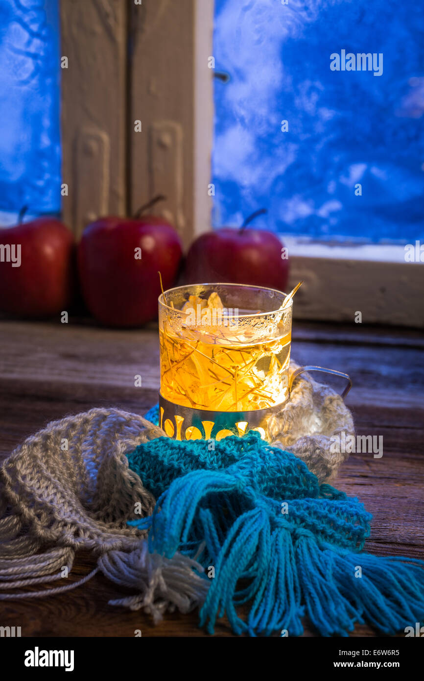 Hot tea in cold evening Stock Photo - Alamy