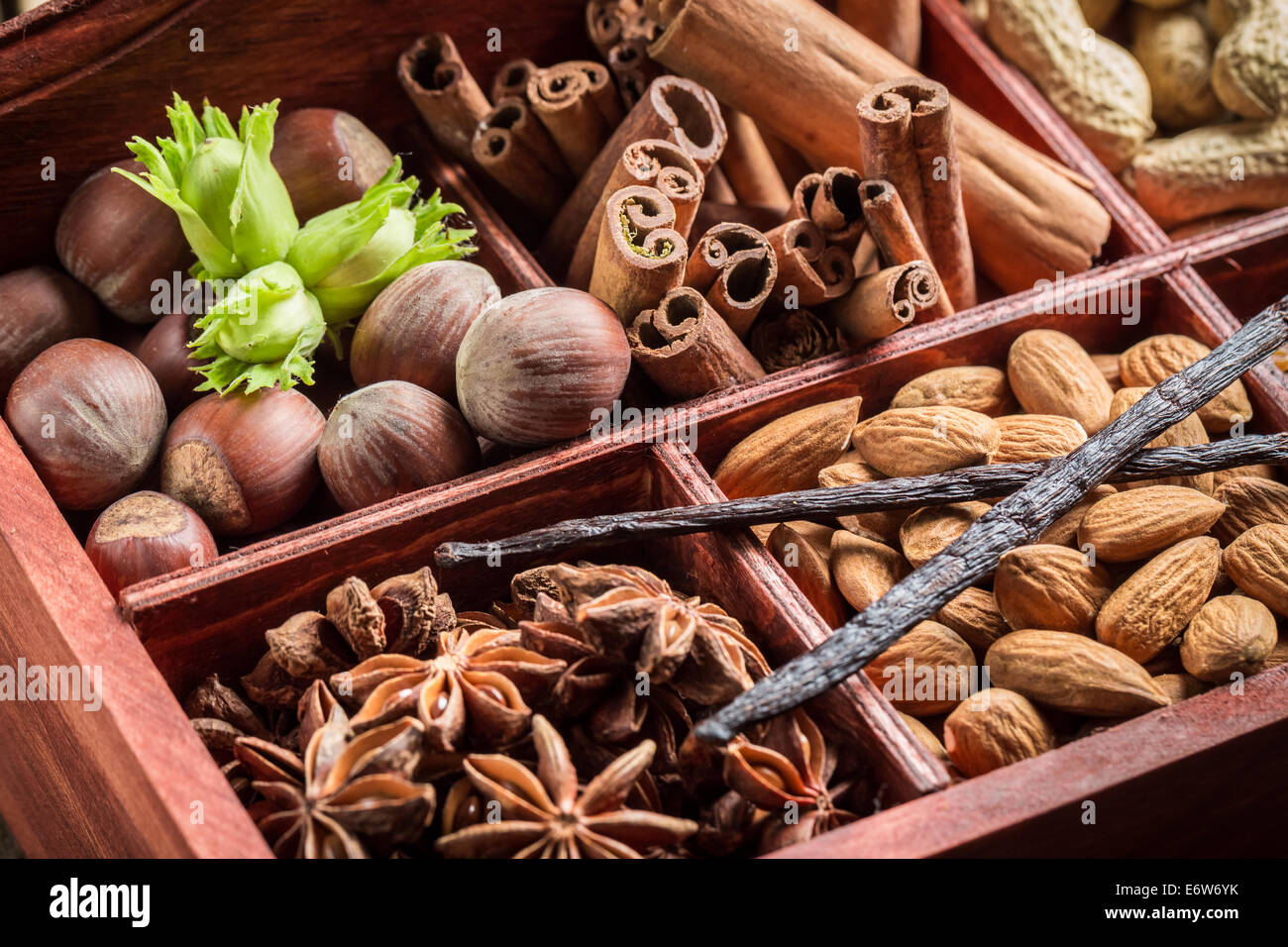 Closeup of ingredients and nuts for chocolate Stock Photo - Alamy