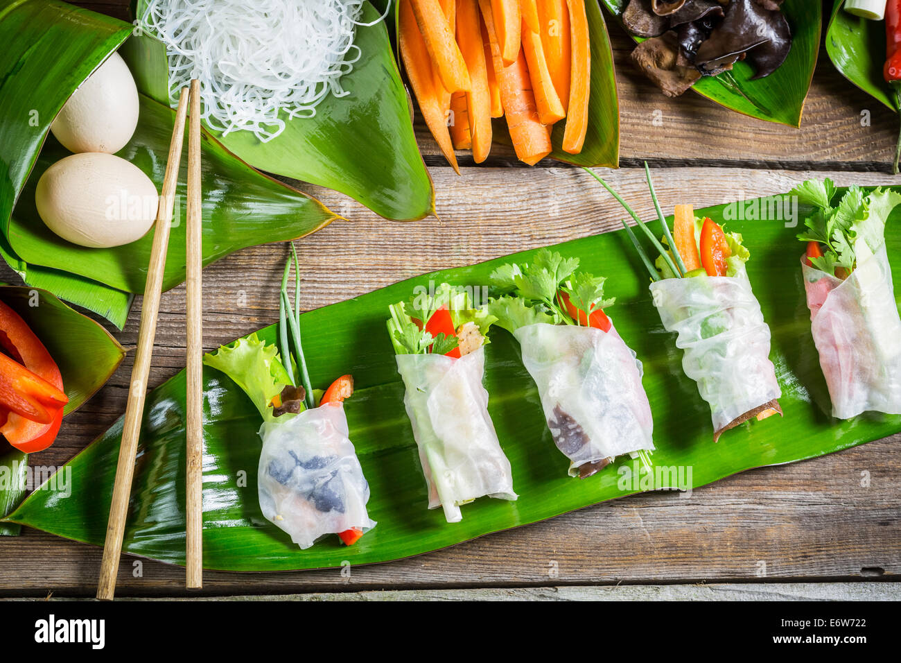Fresh spring rolls with vegetables Stock Photo - Alamy