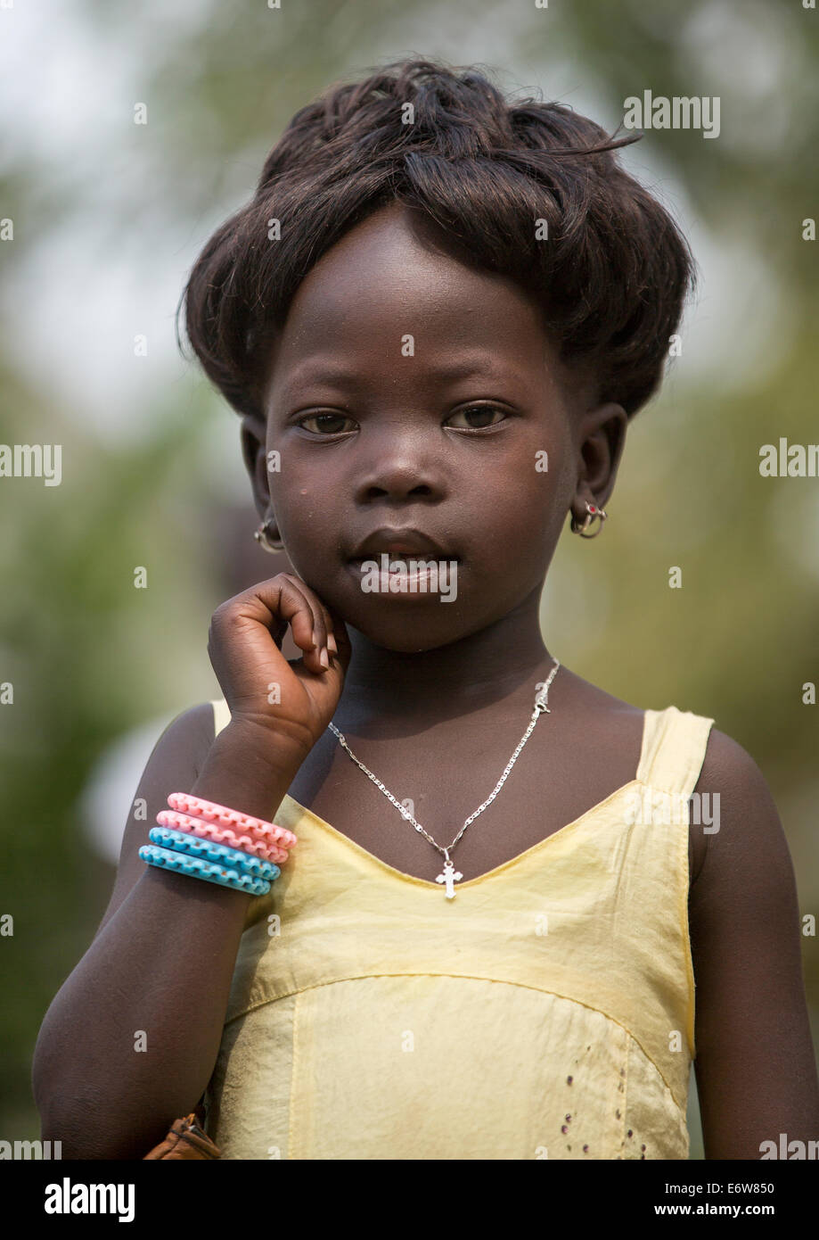 Anuak Tribe Girl In Modern Clothes, Gambela, Ethiopia Stock Photo - Alamy
