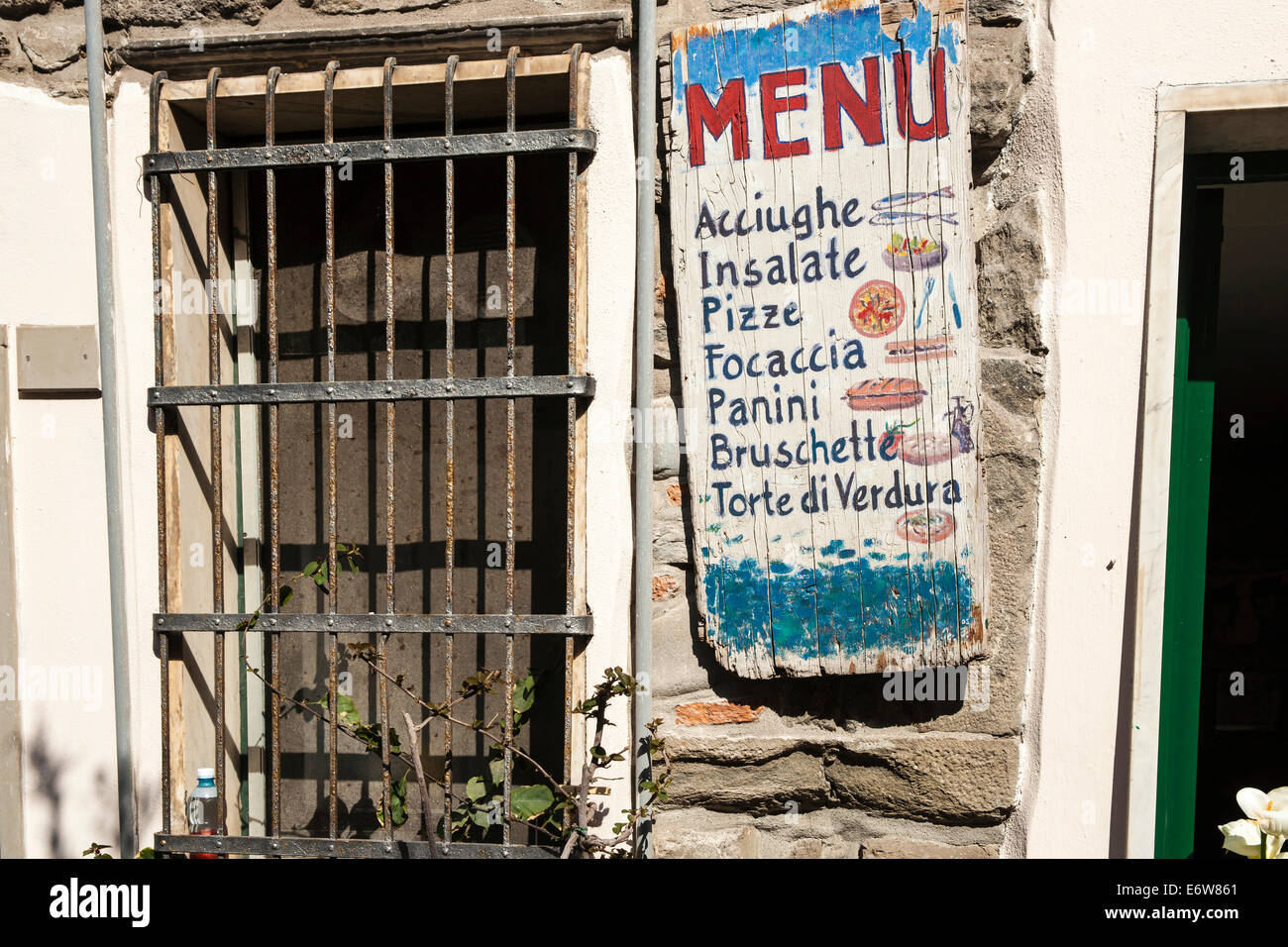 Menu sign, rustic and Italian food, an old board with the selection ...