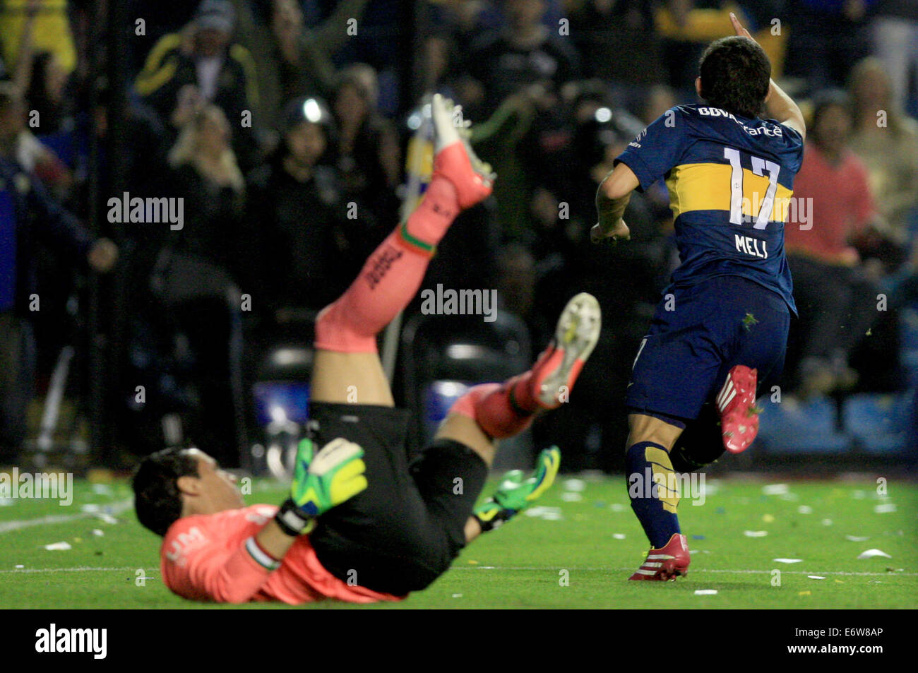 Buenos Aires, Argentina. 31st Aug, 2014. The player Marcelo Meli (R) of ...