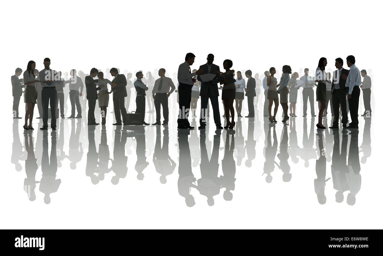 Group of business people discussing in a white background Stock Photo ...
