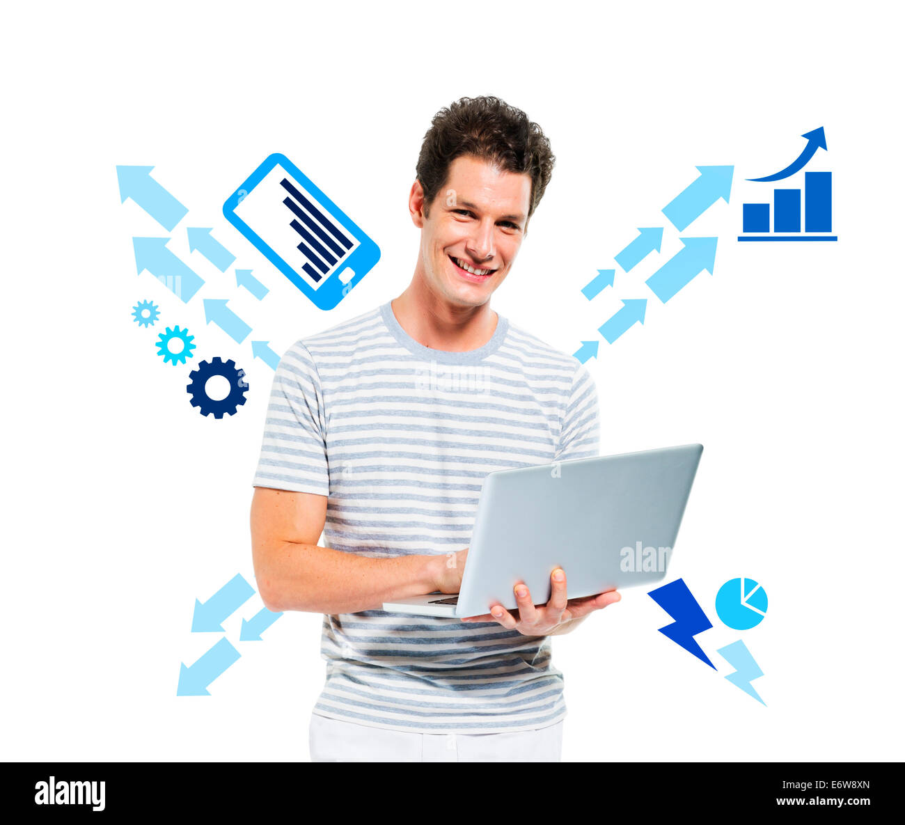 Businessman stock market laptop Cut Out Stock Images & Pictures - Alamy