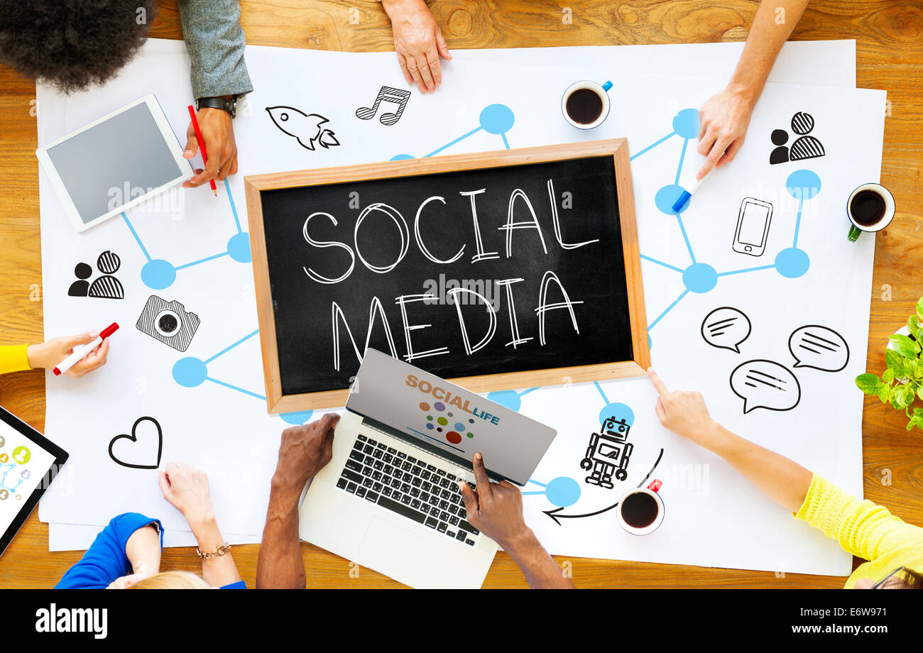 Group of Multiethnic People Discussing Social Media Stock Photo - Alamy