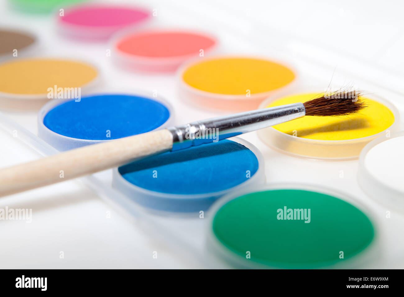 Watercolors - paint box on white background Stock Photo - Alamy