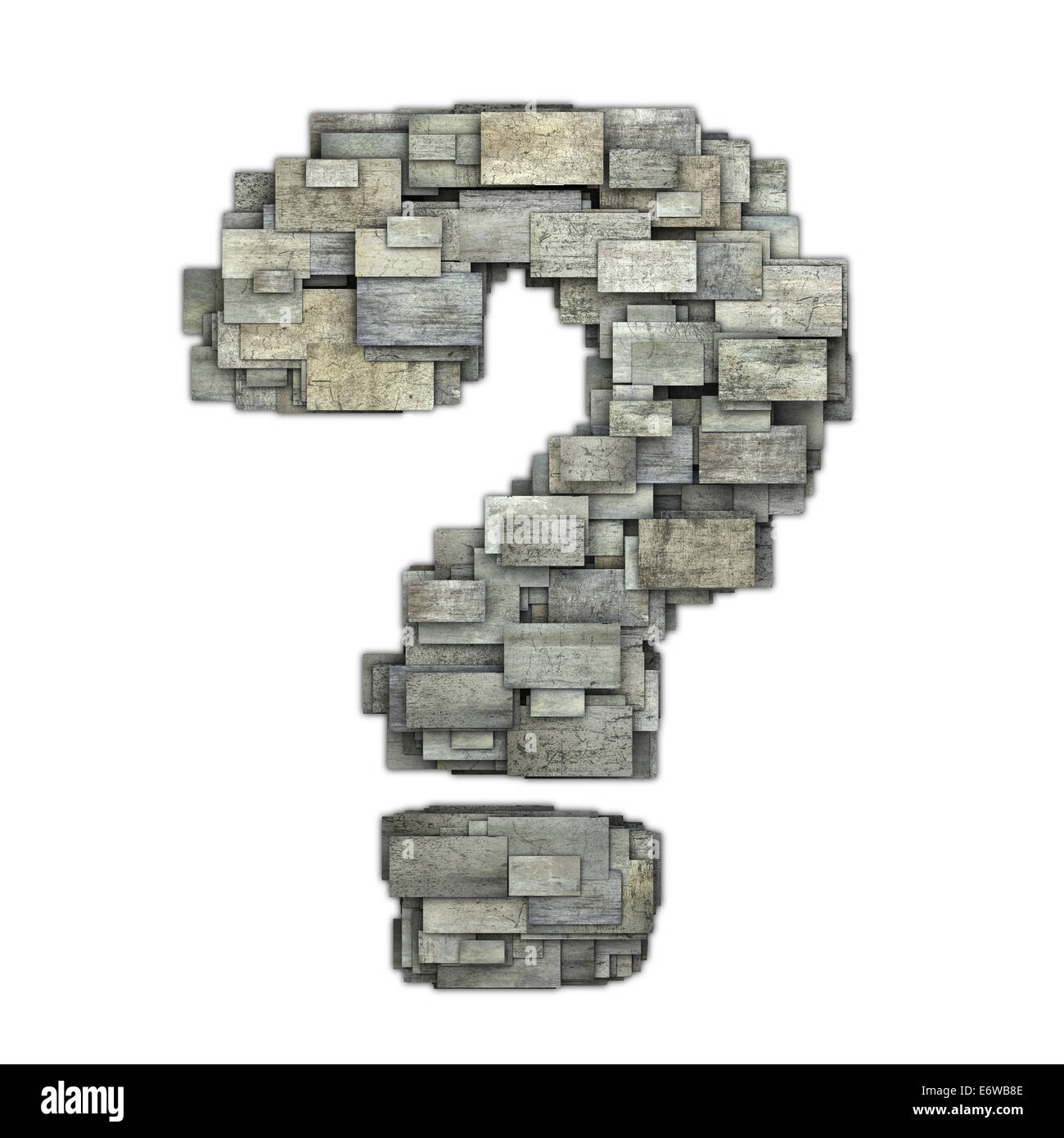 3d tiled timber question mark shape on white Stock Photo - Alamy