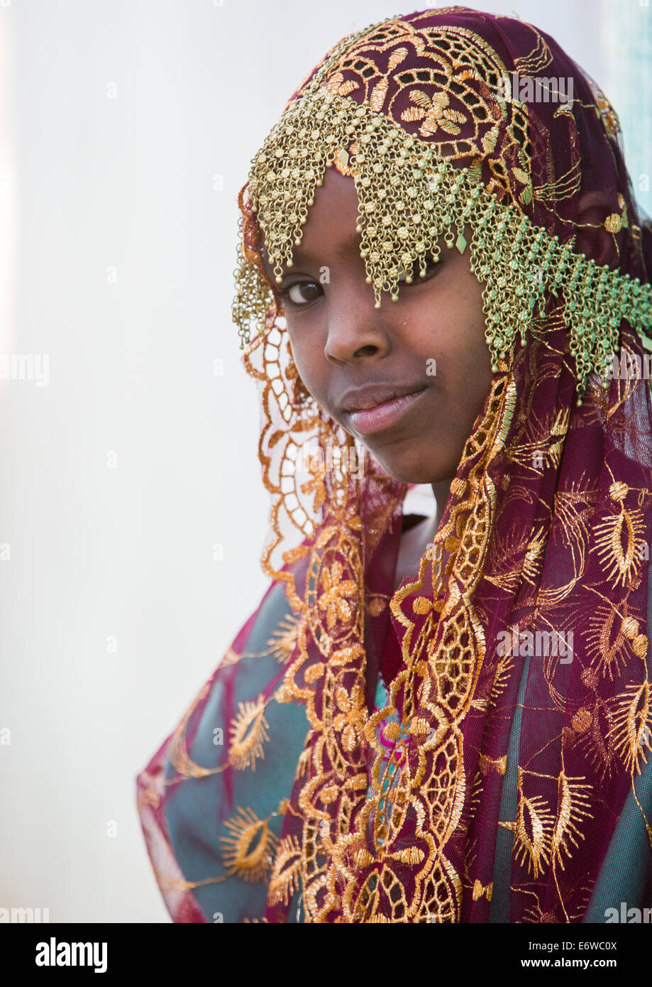 Miss Fayo, An Harari Girl In Traditional Costume, Harar, Ethiopia Stock ...