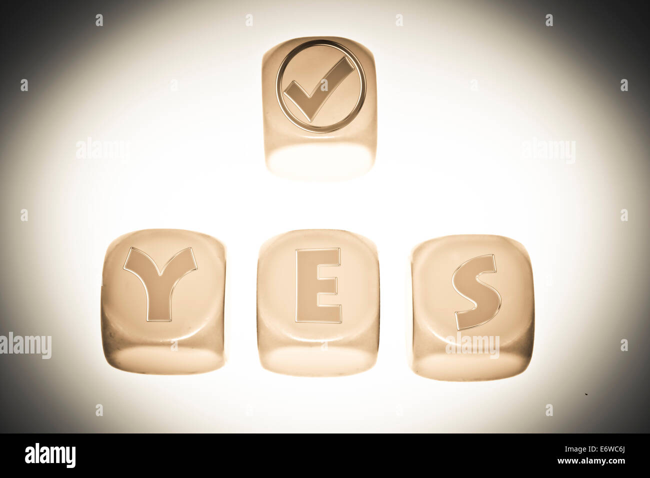 Yes symbol with word YES on cubes Stock Photo - Alamy