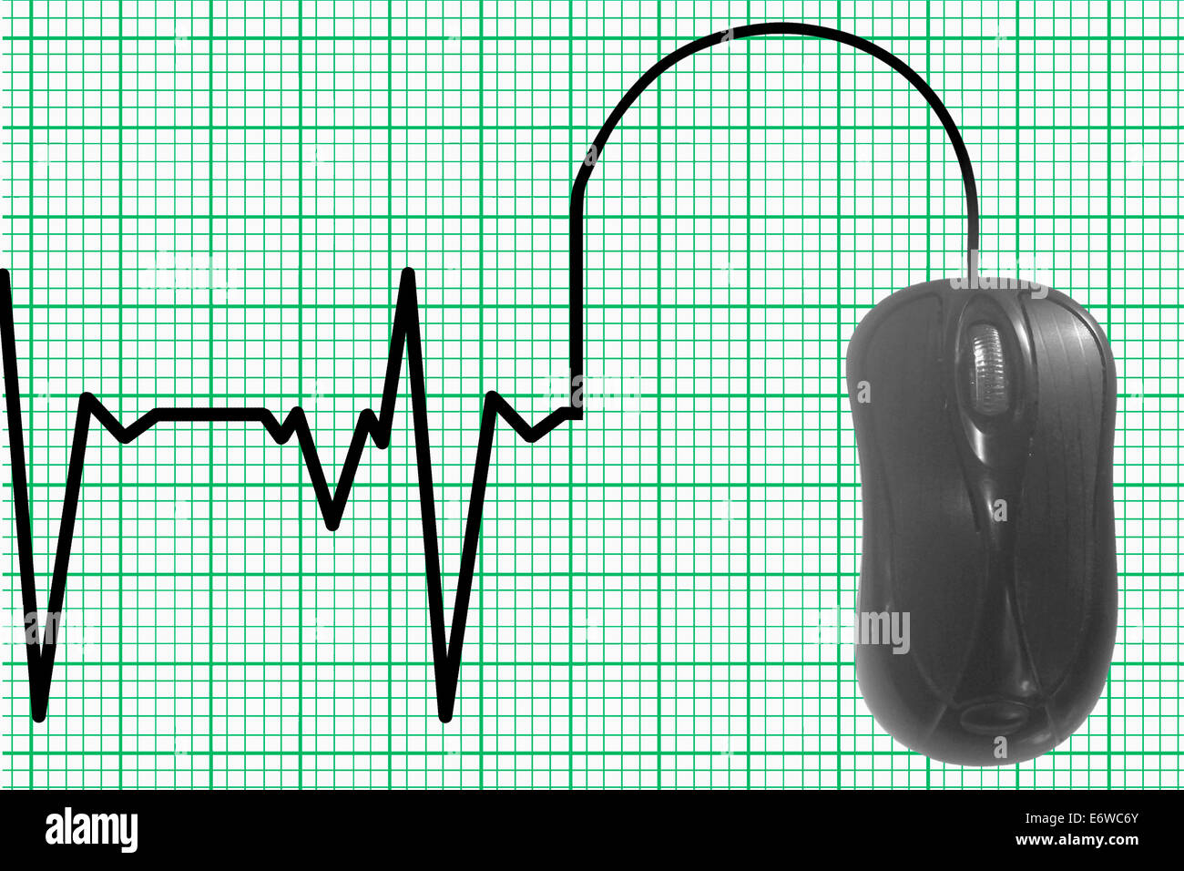 an electrocardiogram (ECG) depicted by computer mouse cable Stock Photo ...