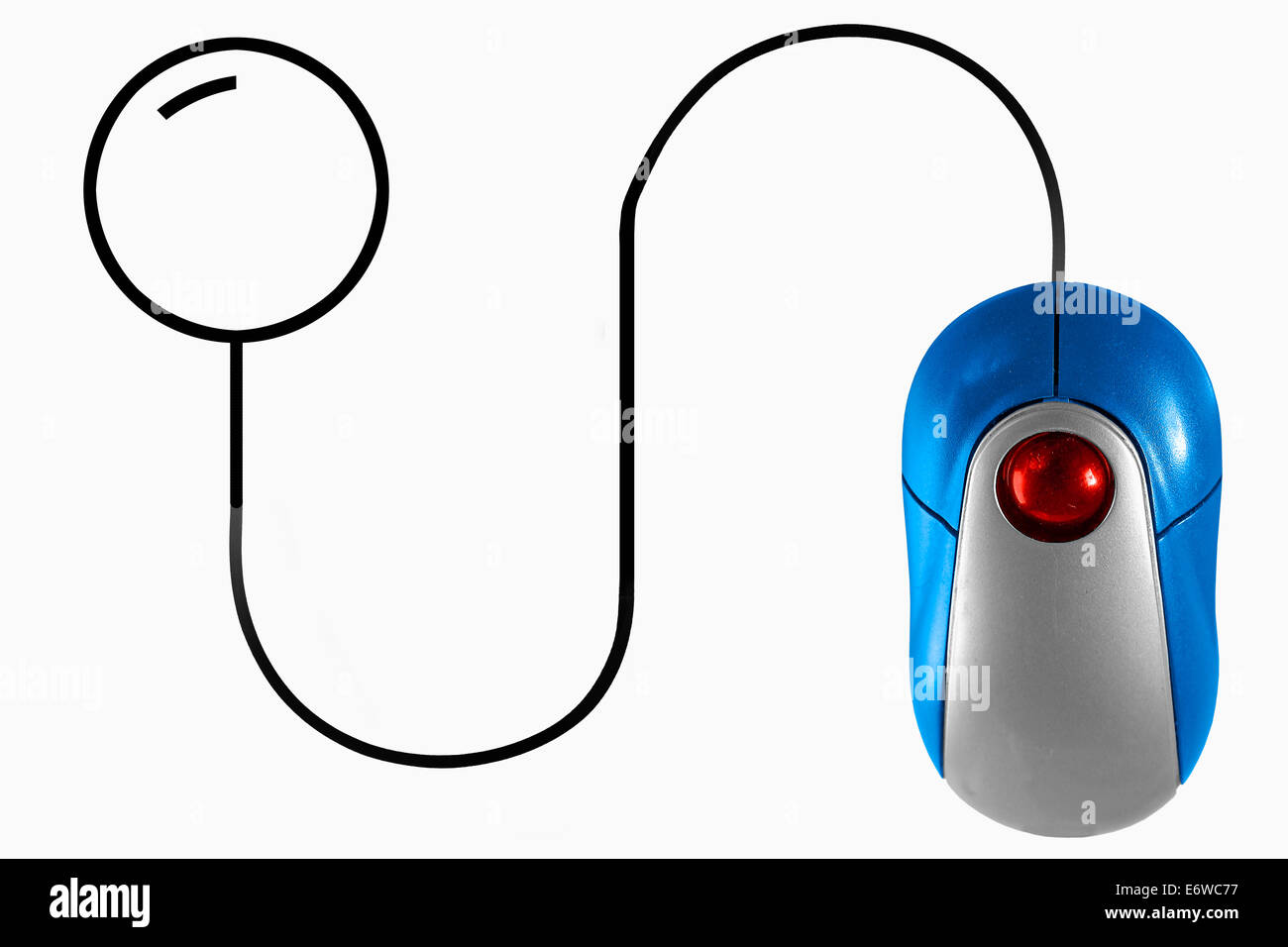 Magnifying Glass depicted by computer mouse cable Stock Photo - Alamy