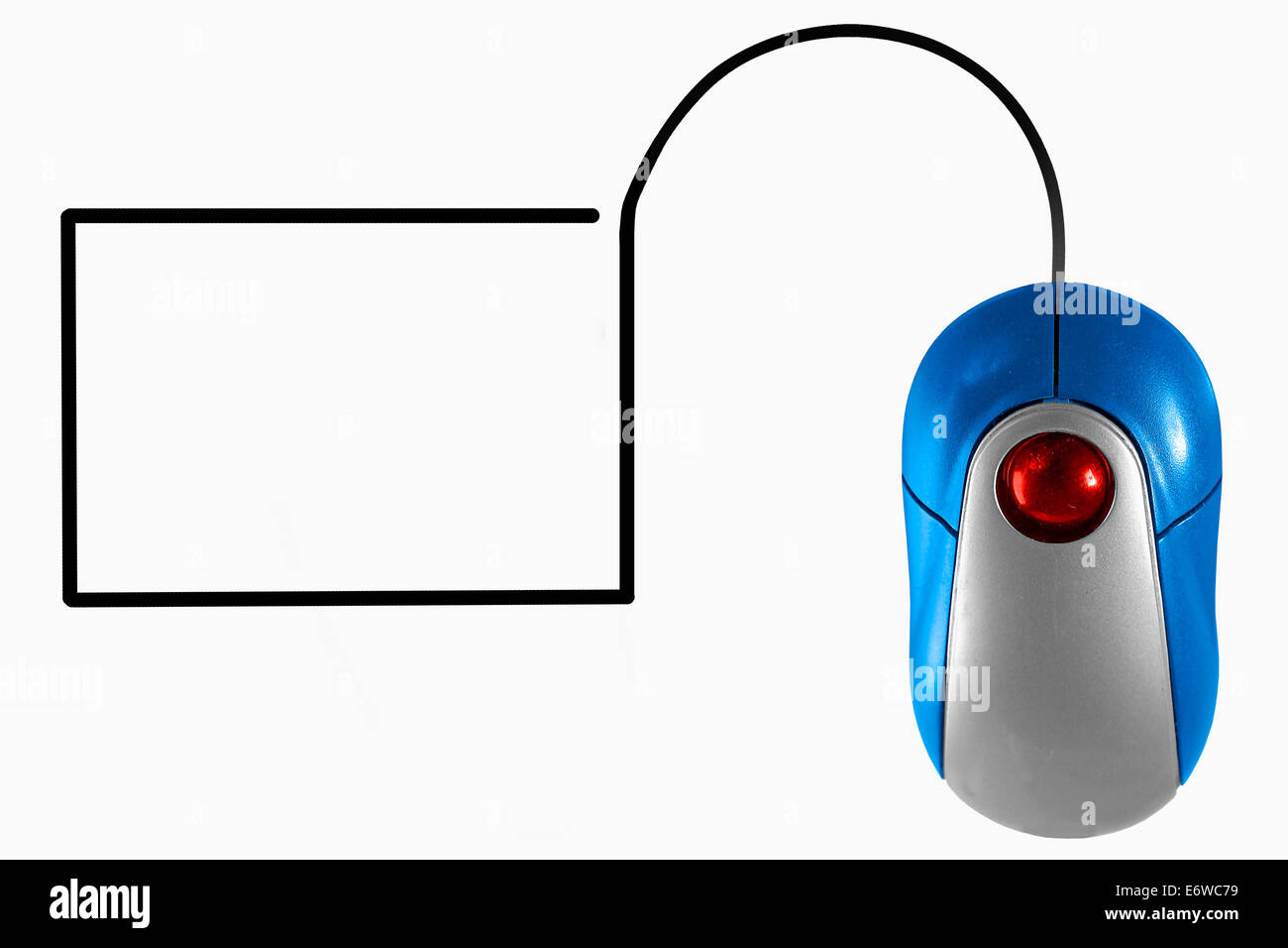 Blank screen depicted by computer mouse cable Stock Photo - Alamy