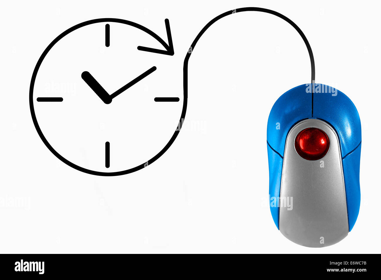 Clock depicted by computer mouse cable Stock Photo - Alamy