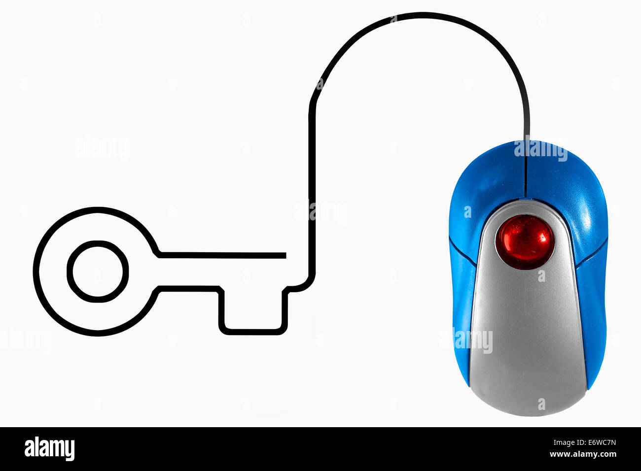 Key depicted by computer mouse cable Stock Photo - Alamy