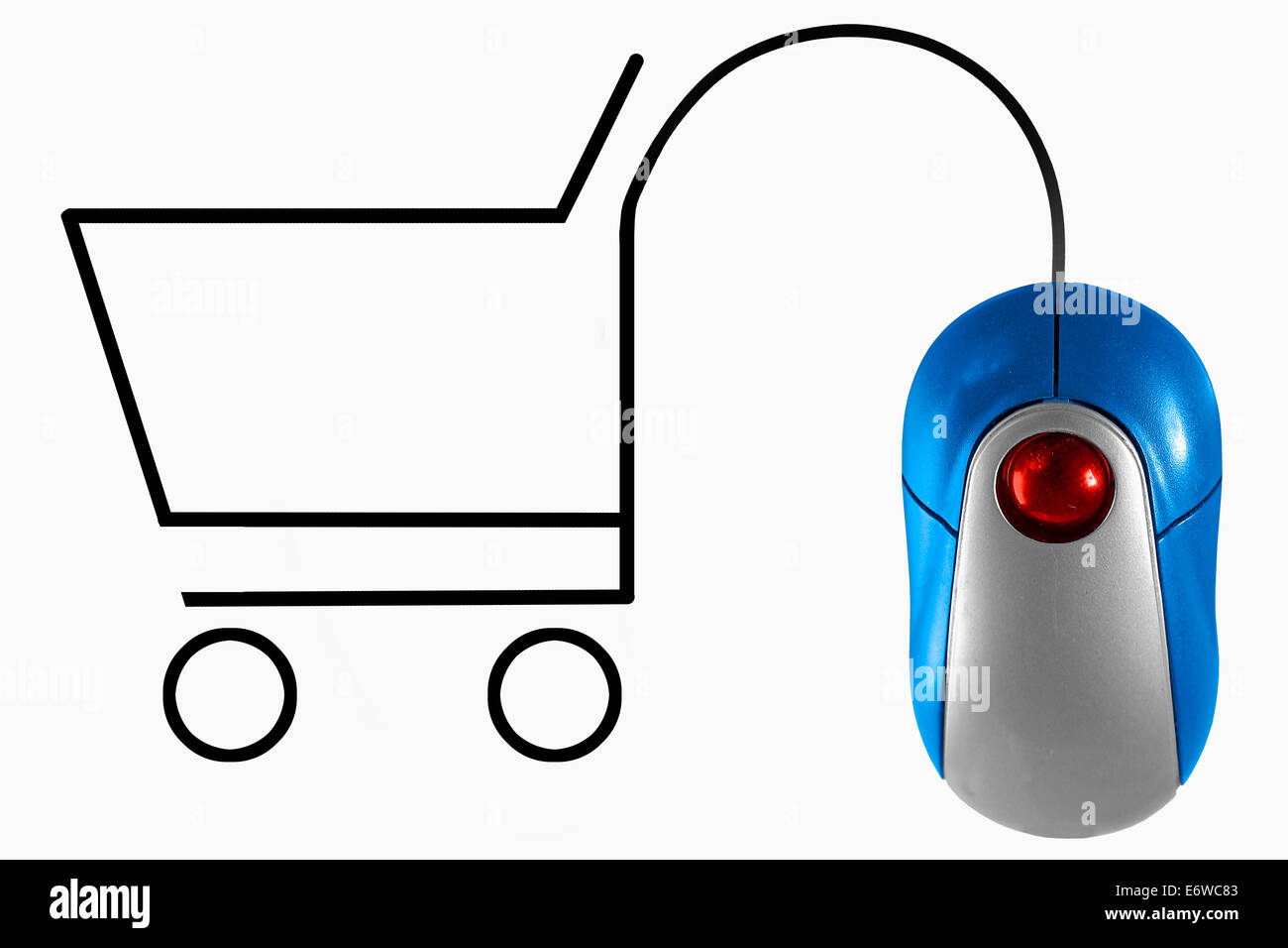 Shopping cart depicted by computer mouse cable Stock Photo - Alamy