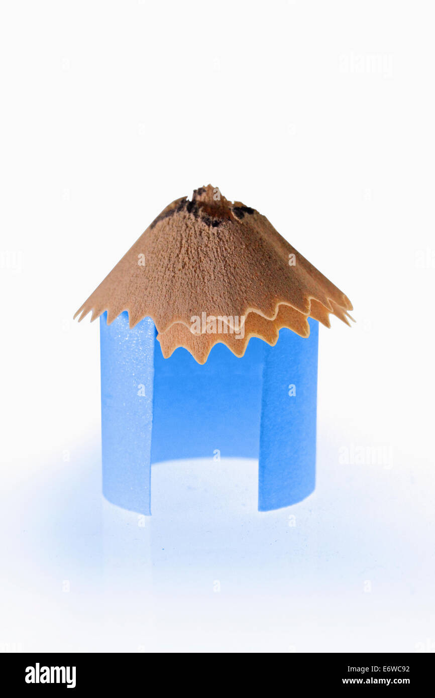 Paper Hut With Pencil Shavings Roof Stock Photo - Alamy