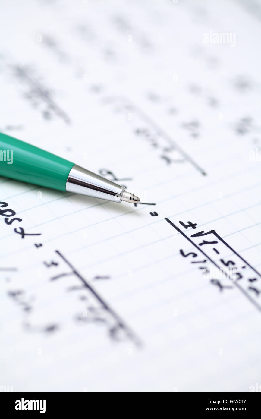 Equations Close Up Homework Solving Mathematical Problem Focus On