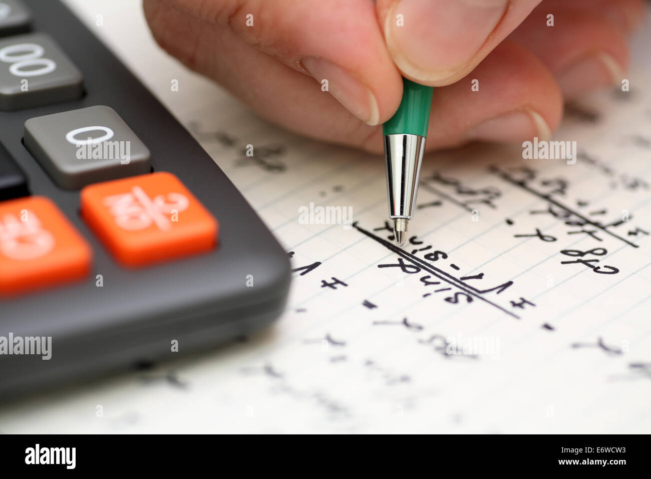 Equations Close Up Homework Solving Mathematical Problem Focus On