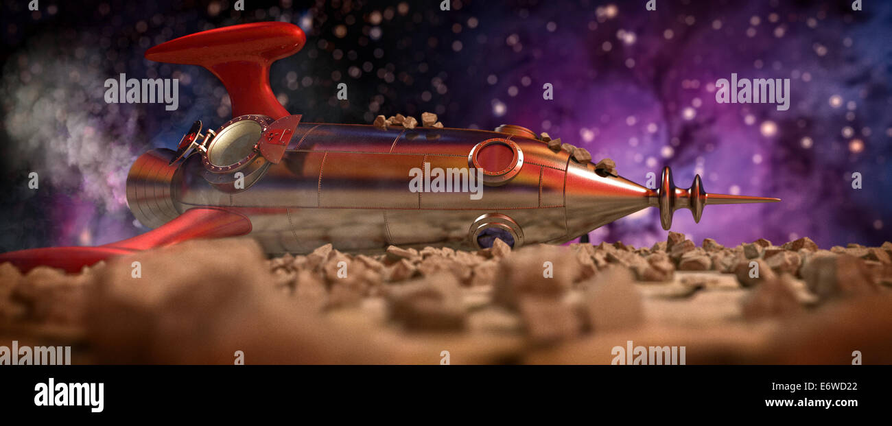 Crashed Rocket on a barren planet Stock Photo - Alamy
