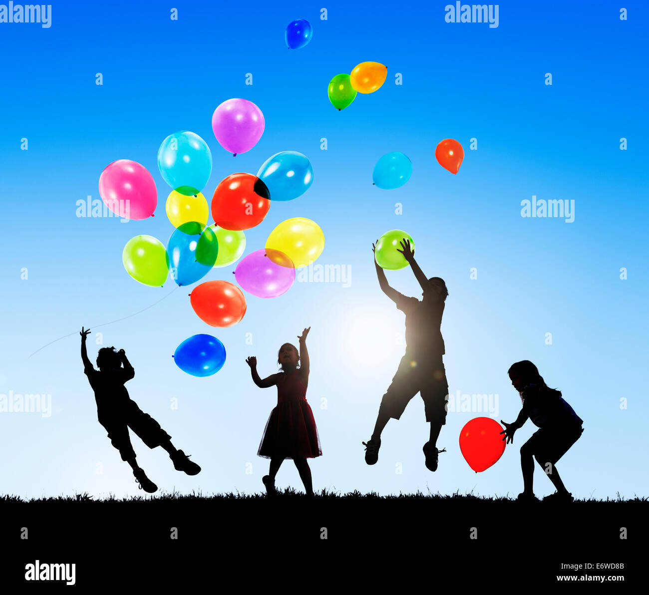 Children Outdoors Playing Balloons Together Stock Photo - Alamy