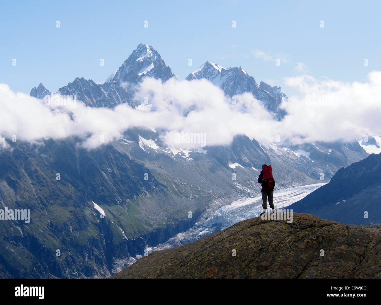 le Tour du Mont Blanc, Grand balcon sud, Chamonix, France with Aiguille ...