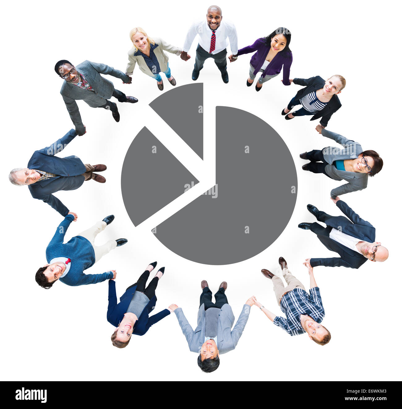 Business People Holding Hands and Pie Chart Stock Photo - Alamy