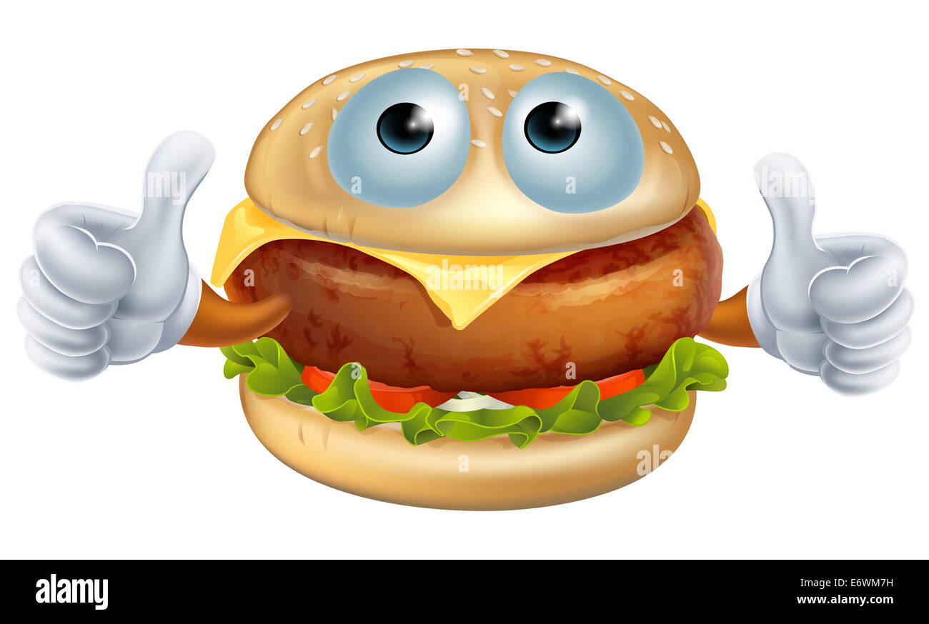 Hamburger character giving a thumbs up hand gesture Stock Photo - Alamy