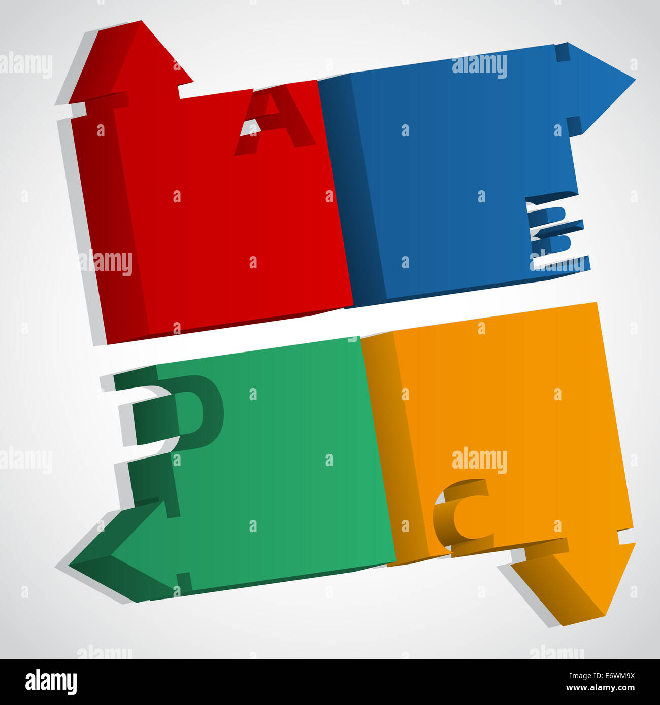 Colored 3d diagram with arrows pointing outwards Stock Photo - Alamy