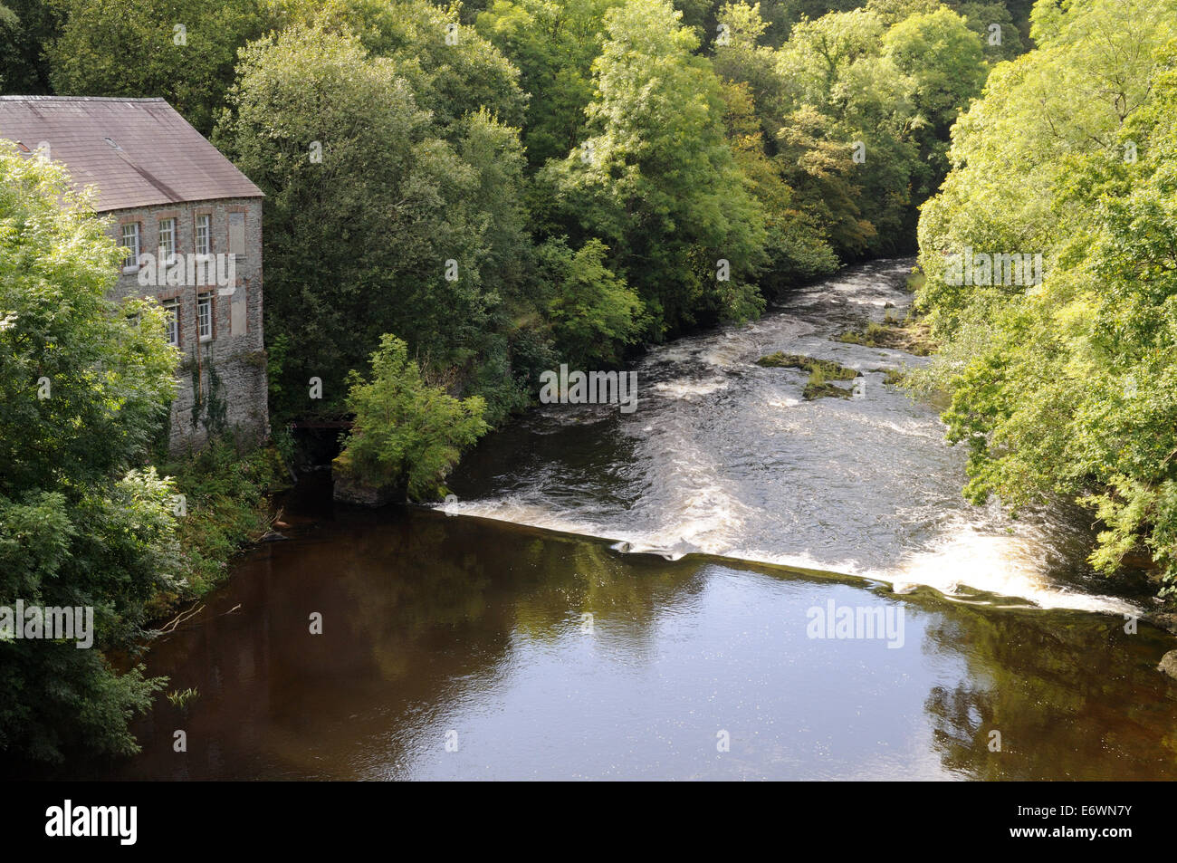 Disused Alltcafan Mill and weir on the River Teifi Ceredigion Wales ...