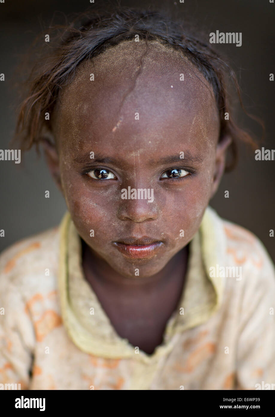Afar Tribe Girl With Tonsure On The Head To Protect Her From The Bad ...