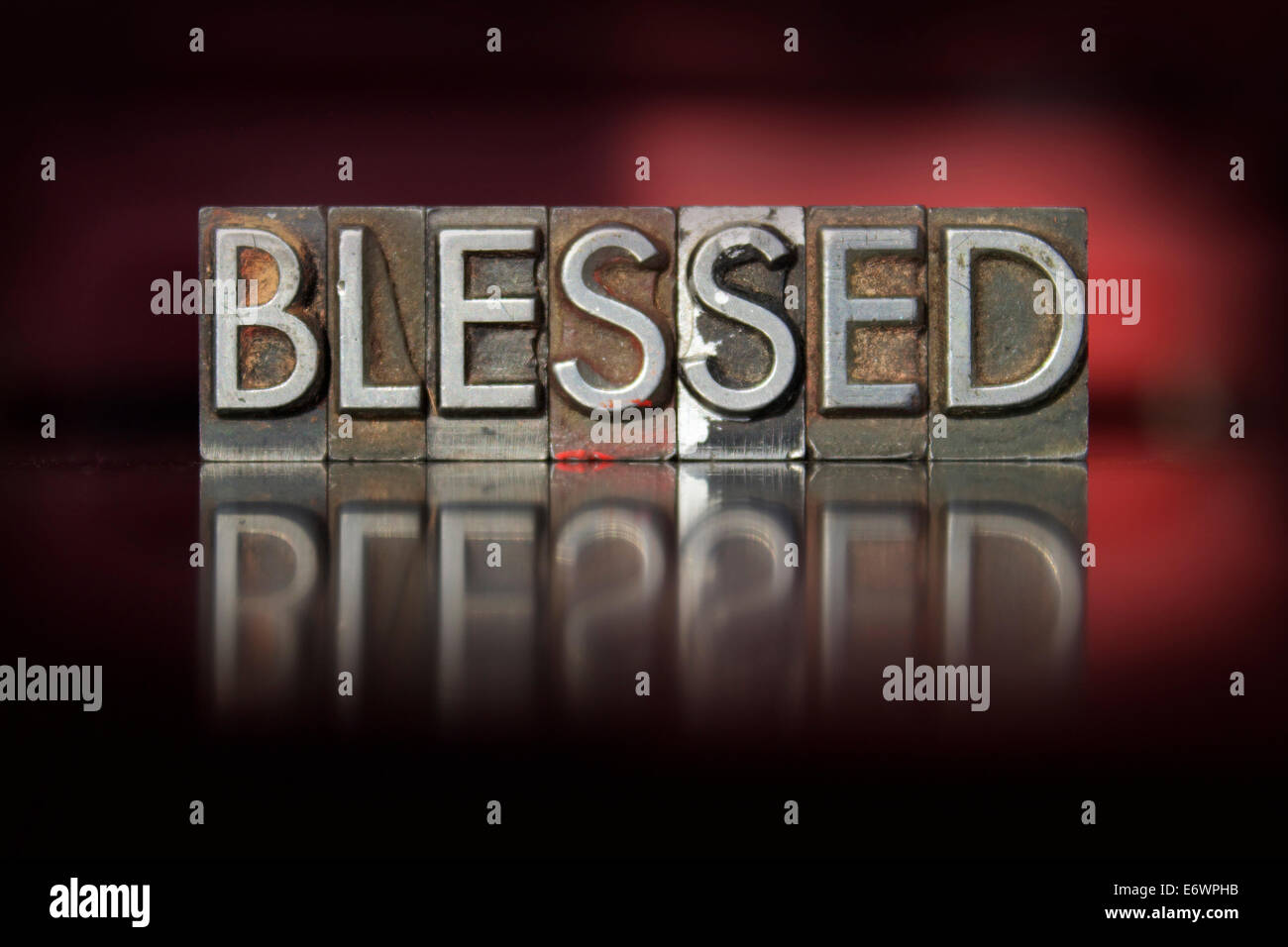 The word Blessed written in vintage letterpress type Stock Photo - Alamy