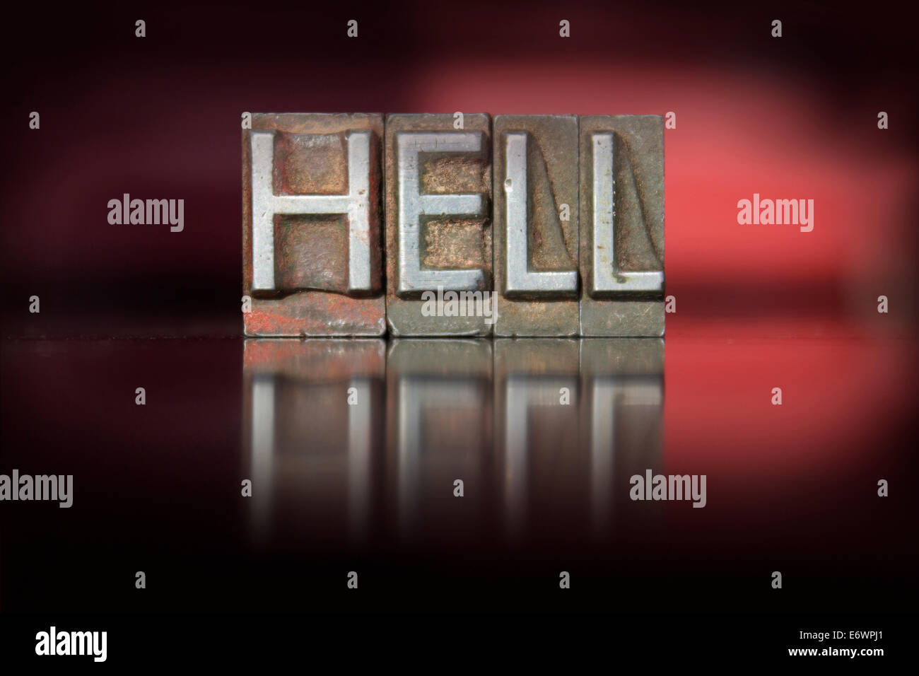 The word Hell written in vintage letterpress type Stock Photo - Alamy